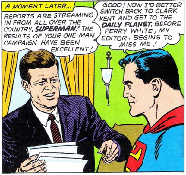 Original Kennedy and Superman comic book art 50 years later – borg